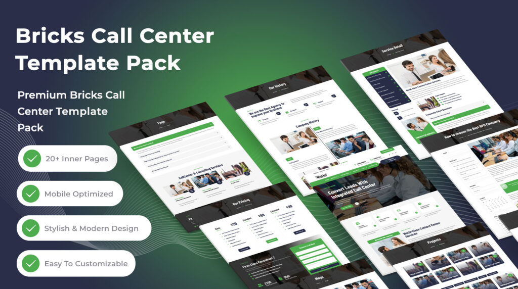 Bricks Call Center Template Pack - Bricks Library Plus