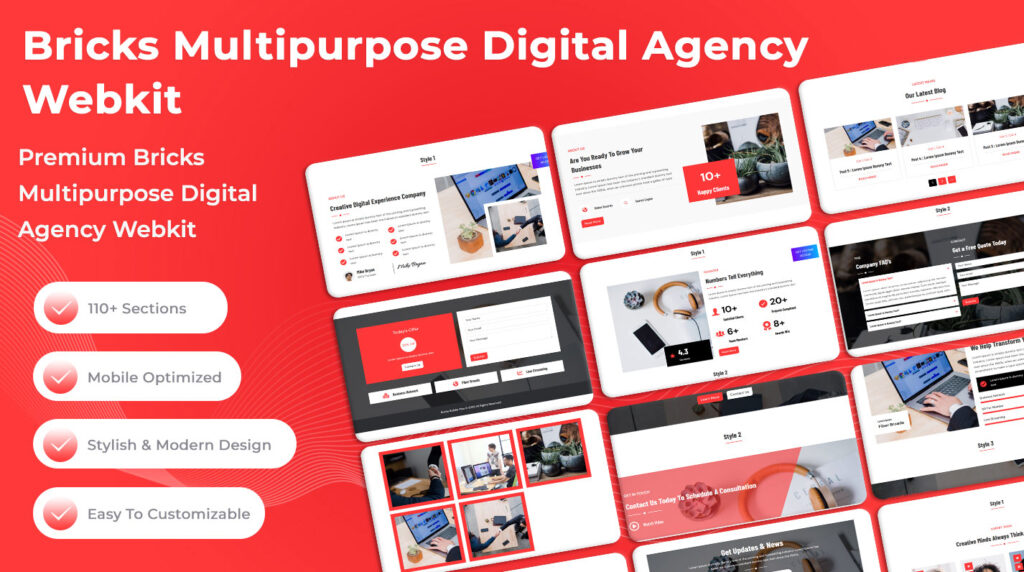Bricks Multipurpose Digital Agency Webkit - Bricks Library Plus