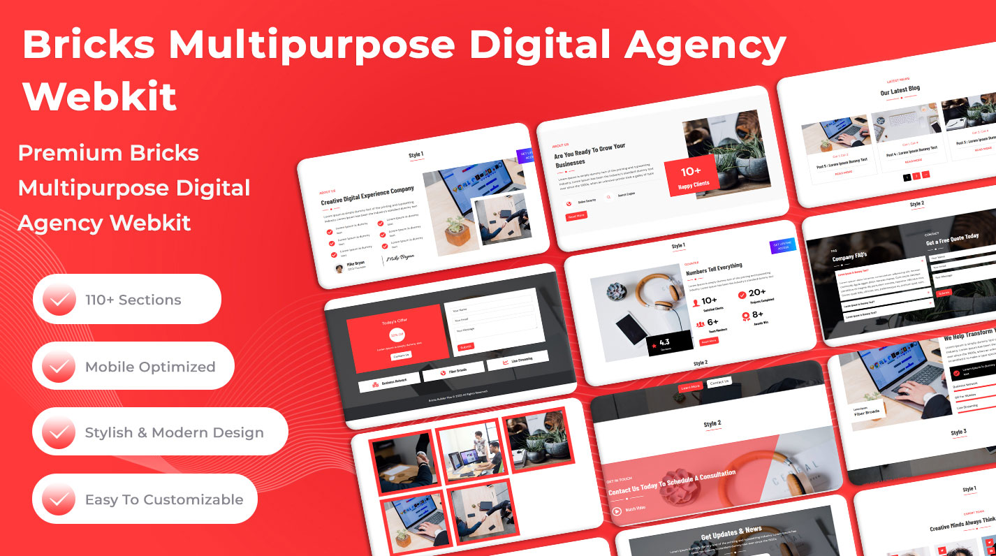 Bricks Multipurpose Digital Agency Webkit - Bricks Library Plus