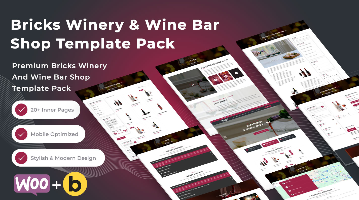 Bricks Wine Bar Shop Template Pack - Bricks Library Plus
